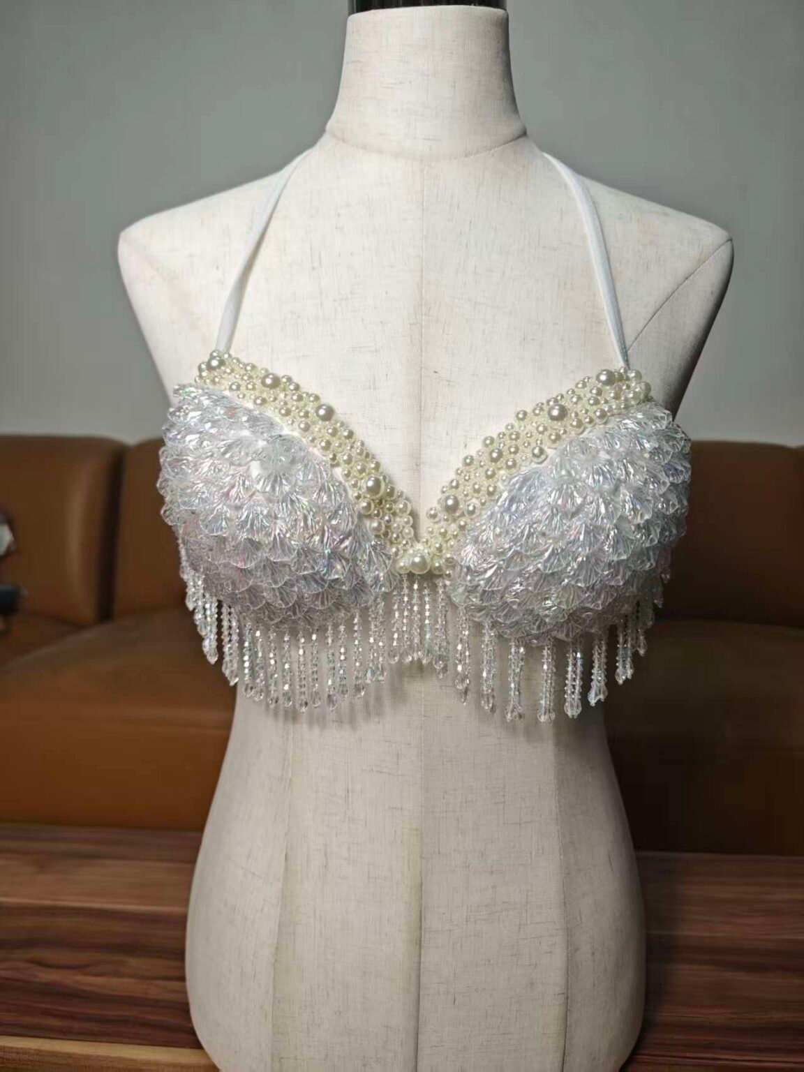 Pearl Scale Fringe Bustier Handmade Custom Mermaid Top Bikini ...